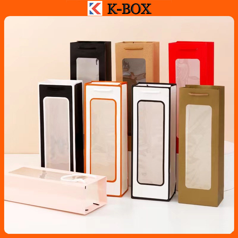 (5 PCS) Wine Paper bag, Bottle Gift bag, Flower Paper Bag Tumblr Box ...