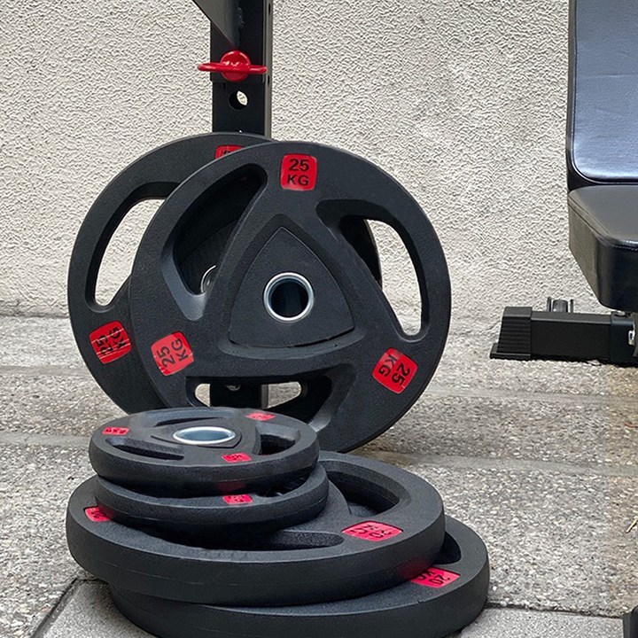 Weight Plates Tri Grip Olympic 3/5/10/15/20/25/30KG Plate Rubber Coated ...
