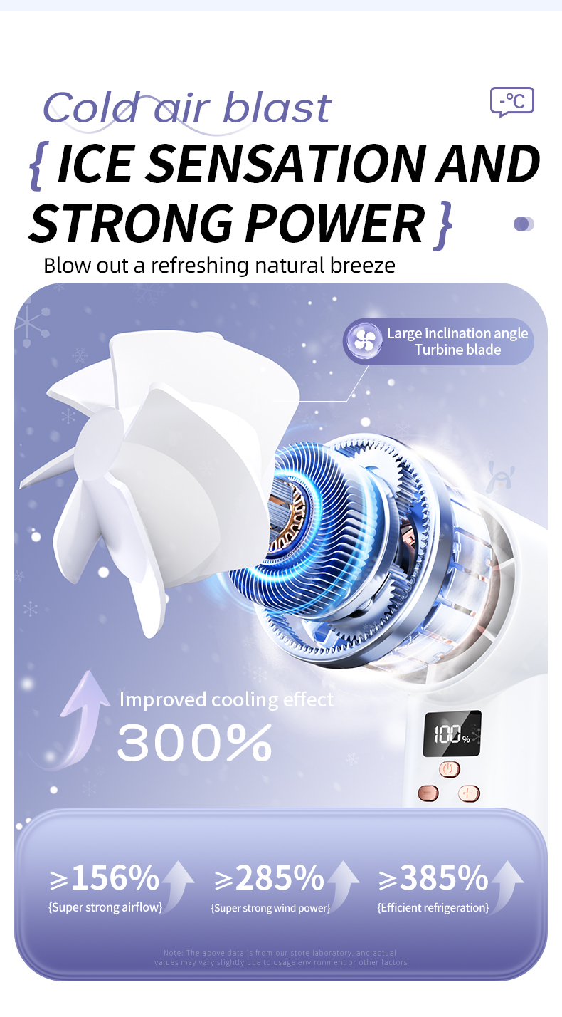 ZOLURA New Mini High Speed Fan With LED Display 100 Gear Wind Speed ...