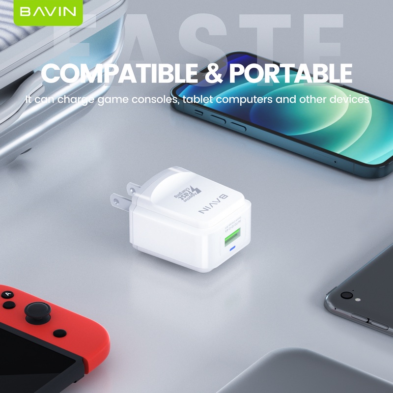 BAVIN PC635 QC3.0 20W Quick Charging Charger w/ 1 Meter Charging Cable ...