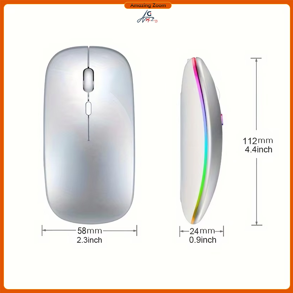 Super Slim 2.4Ghz Wireless Mouse Ergonomic Silent Mouse Rechargeable ...