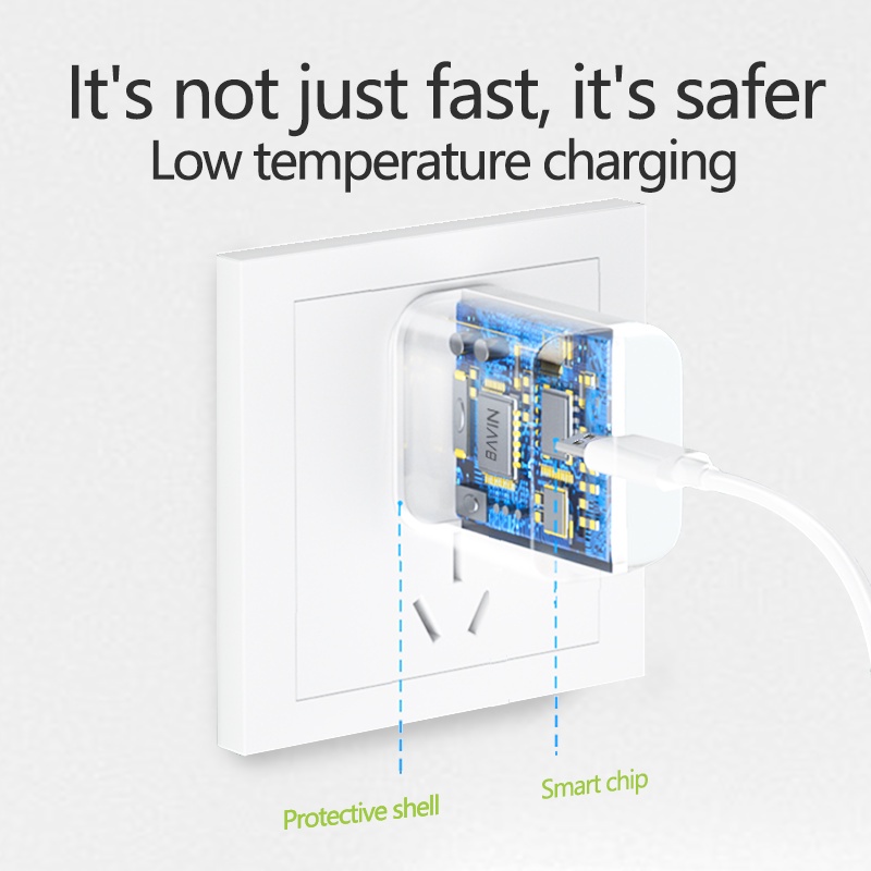 BAVIN PC368 2.4A Wall Charger w/ Multi-Protection & 1 Meter Cable for ...