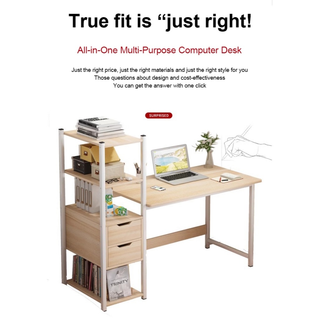 Computer desk,bedroom desk,bookshelf integrated desk,student study desk ...