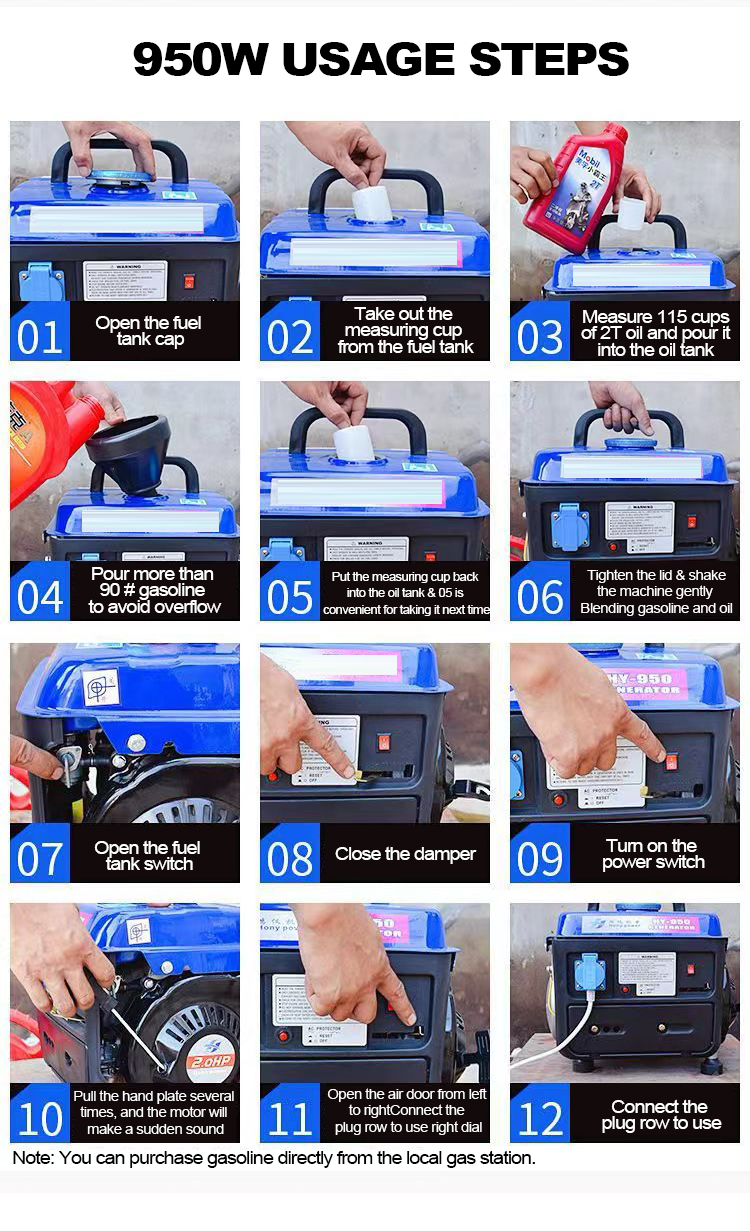 950W Portable Gasoline Generator 60HZ Ultra Quiet High Quality Mini ...