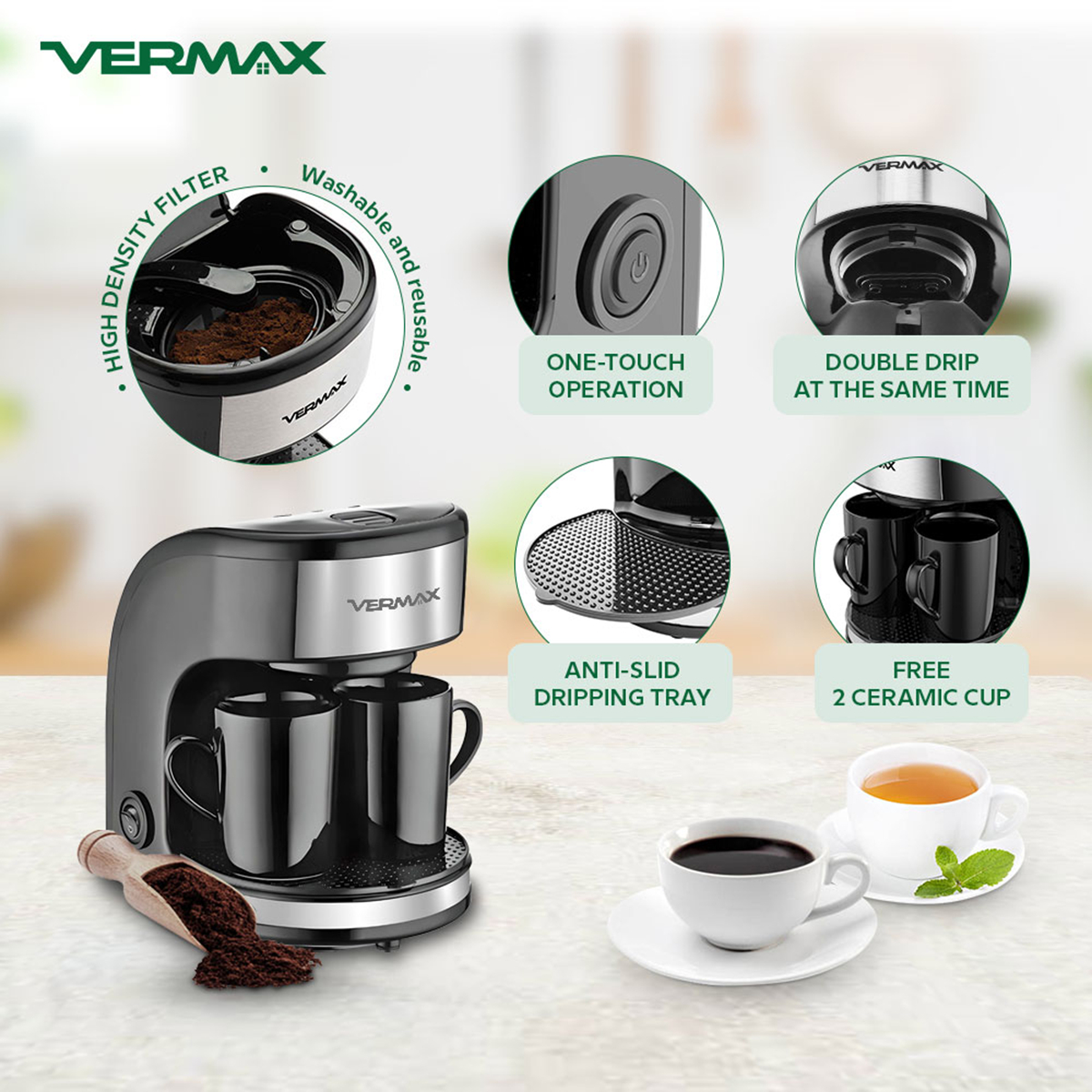 Vermax [Buy 1 Take 1] Coffee Maker 2 cup drip coffee maker Coffee machine Espresso Machine ...