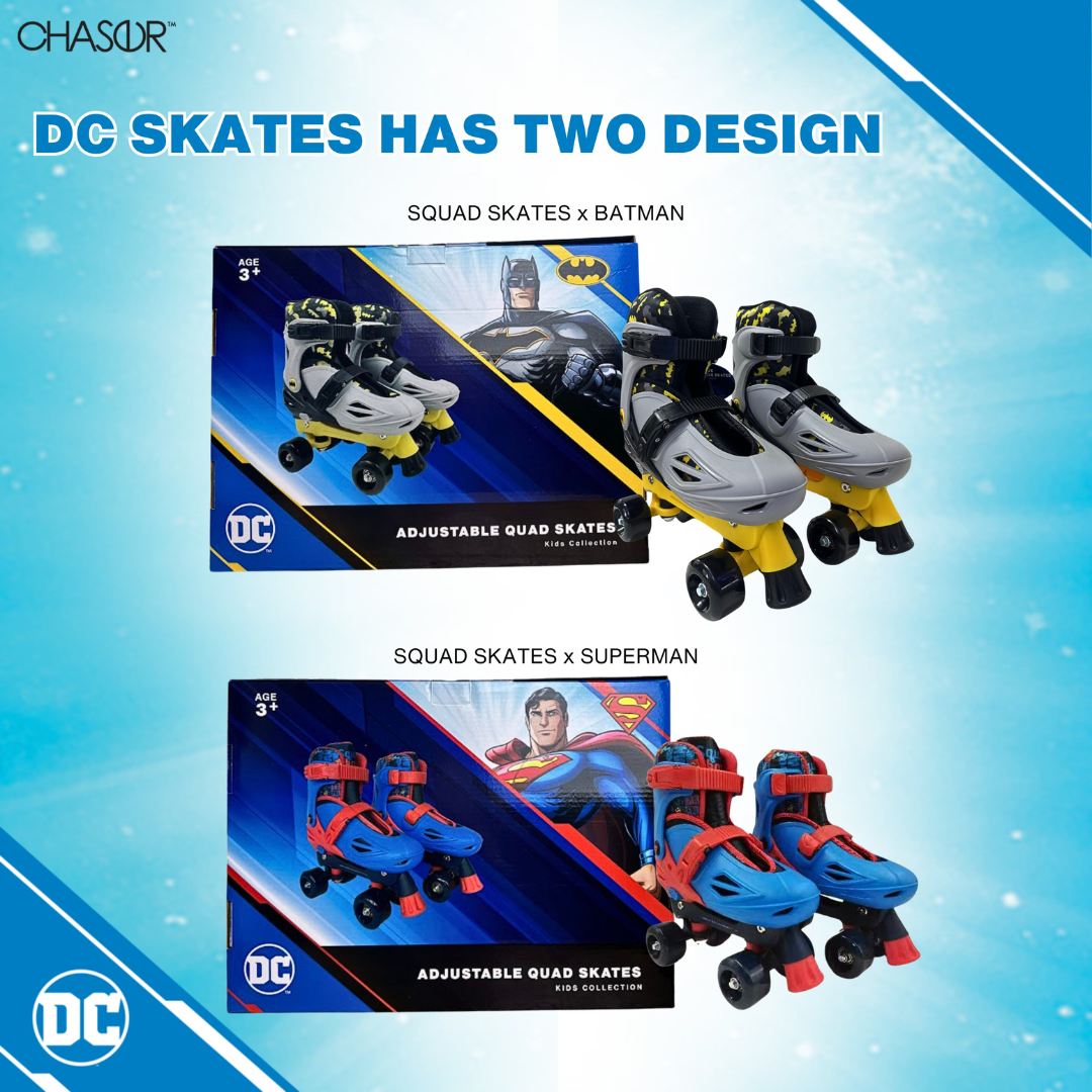 Squad Skates Batman Quad Adjustable Skate for Kids (S/M/L) EU31 to EU42 ...