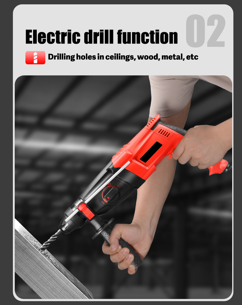 1800W Demolition Hammer/Chipping Gun Electric Drill 3 In 1 Portable ...