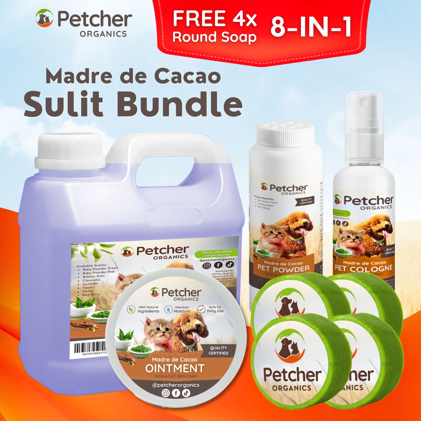 Petcher Madre De Cacao 8 in 1 Pet Bundle Pack Shampoo and Pet Hygiene ...