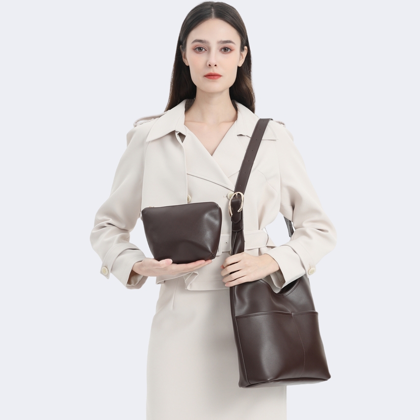 【Mumu Select】M395 Simple 2in1 Women Shoulder Bag Leather Large Office ...