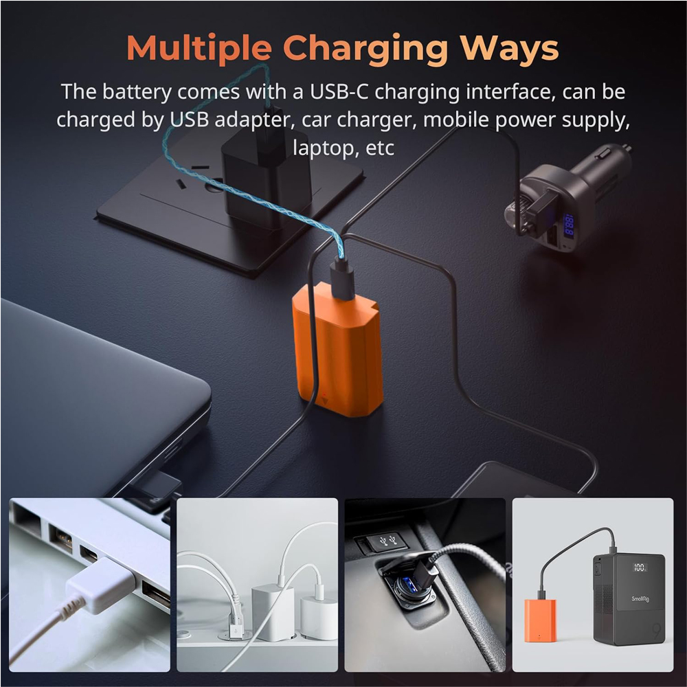 SmallRig NP-FZ100 Rechargeable Li-Ion Battery 2400mAh 7.2V w/ USB-C Direct Charging for SONY ...