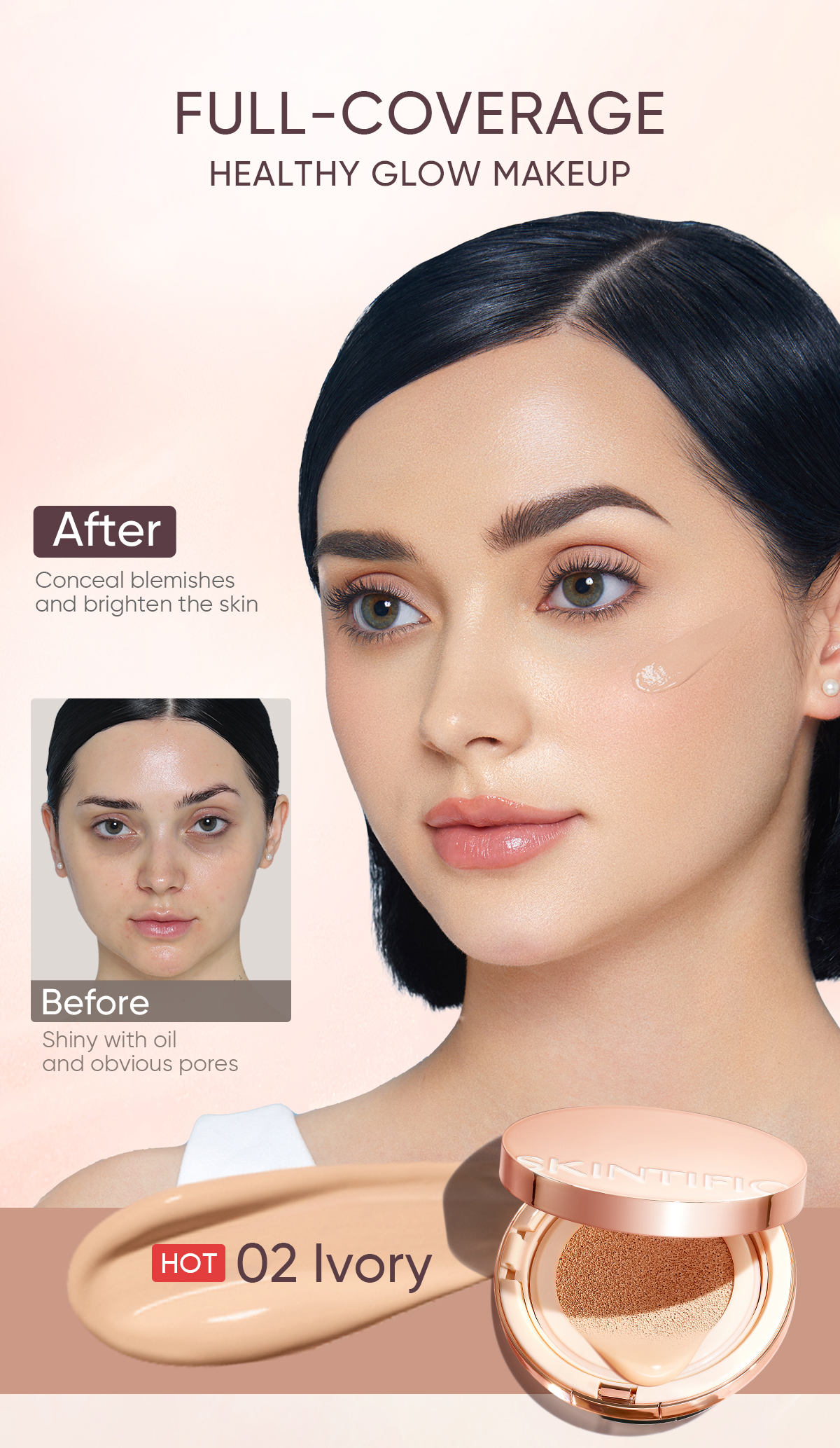 [TOP] SKINTIFIC Cover All Perfect Cushion Powder Foundation Concealer ...