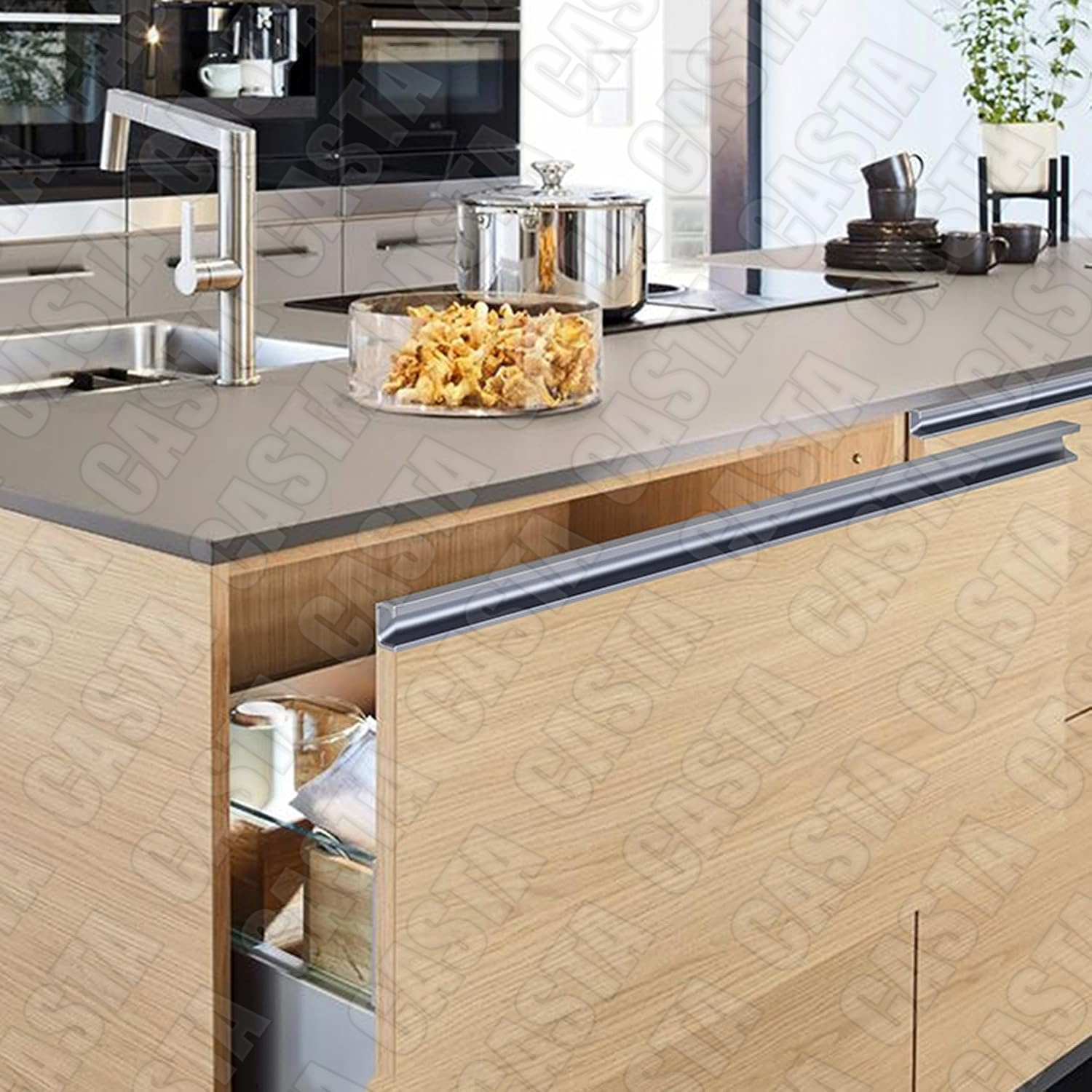 1.5M Silver/Black Aluminum Cabinet Handle Modern Continous Handle For ...