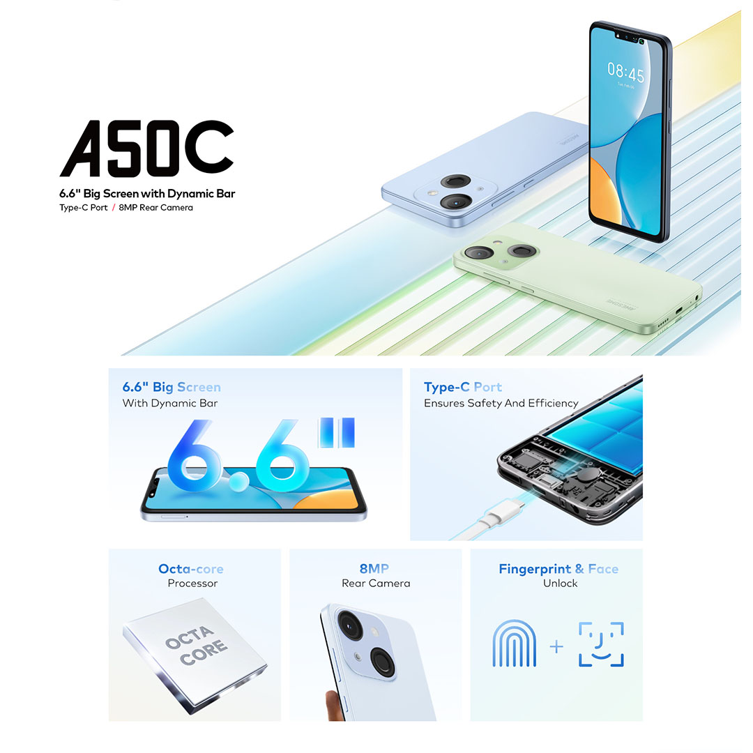 itel A50C RAM4GB(2+2GB)+ROM32GB 6.6" Big Screen with Dynamic Island 4000mAh Battery | Shopee ...