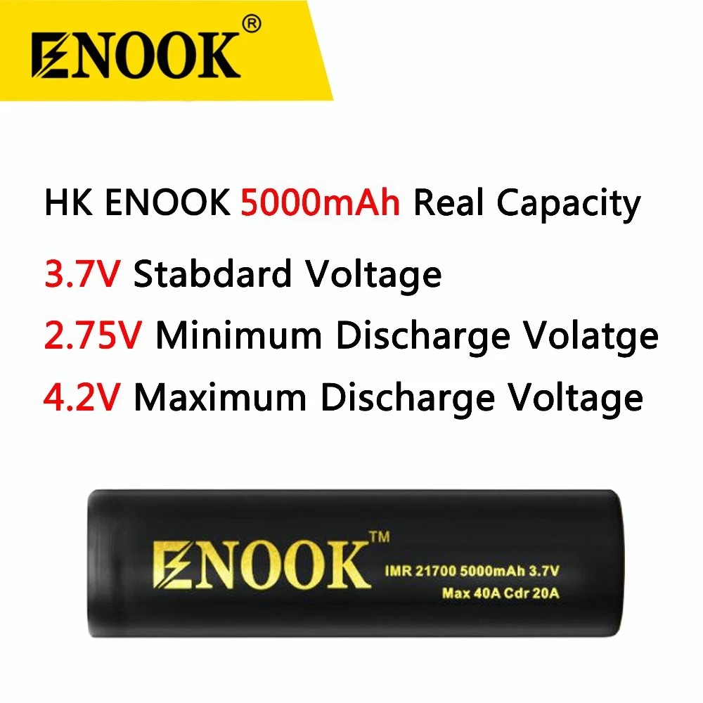 ENOOK Original Rechargeable Battery 21700 26650 5000mAh 3.7V Li-ion ...