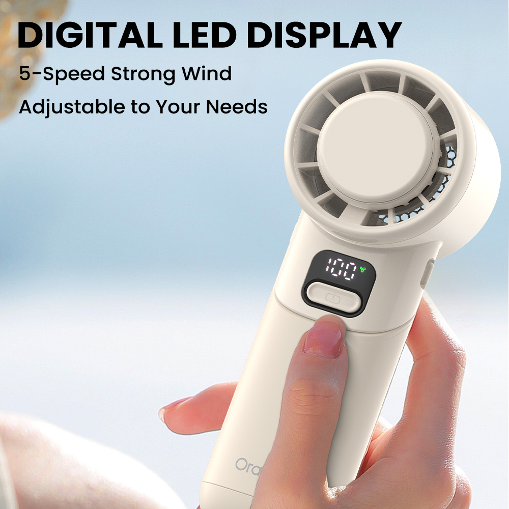 Orashare HF13 Foldable Handheld Fan 4000mah Rechargeable Mini Fan 5 Speed High Speed Wind Low ...