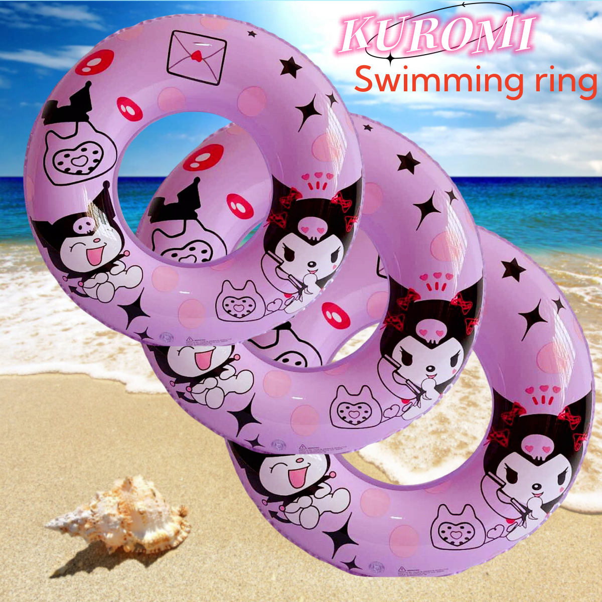 Kuromi cartoon inflatable swimming ring lifebuoy armpit swimming ring ...