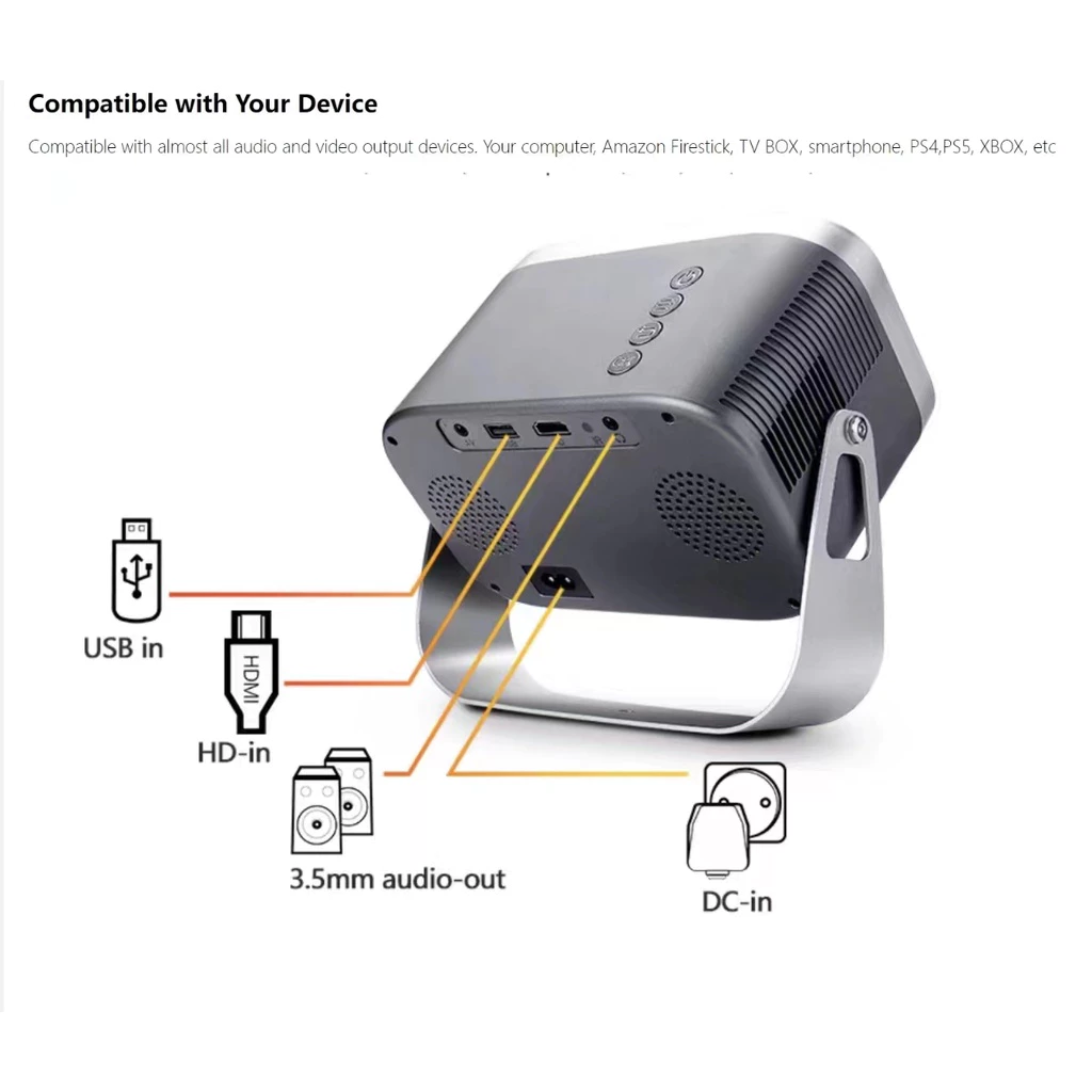 V8 Smart Projector 4K HD Mini Projector Portable A10 Projector and ...