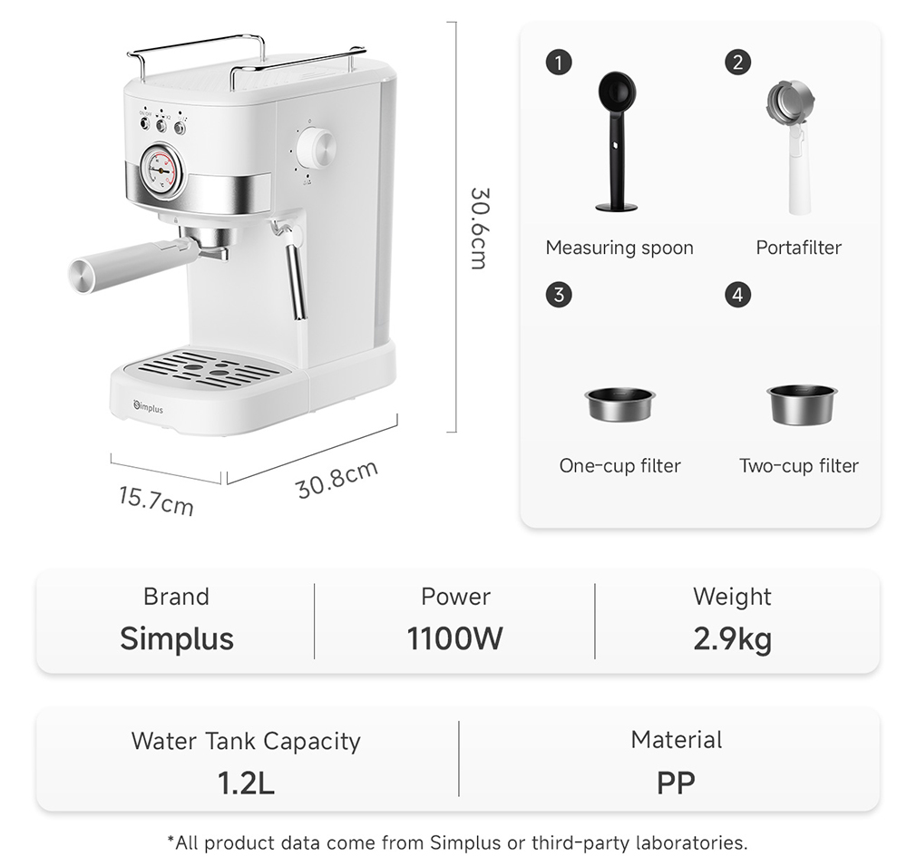 Simplus Espresso Coffee Maker Machine Milk Frother Coffee Machine Semi ...