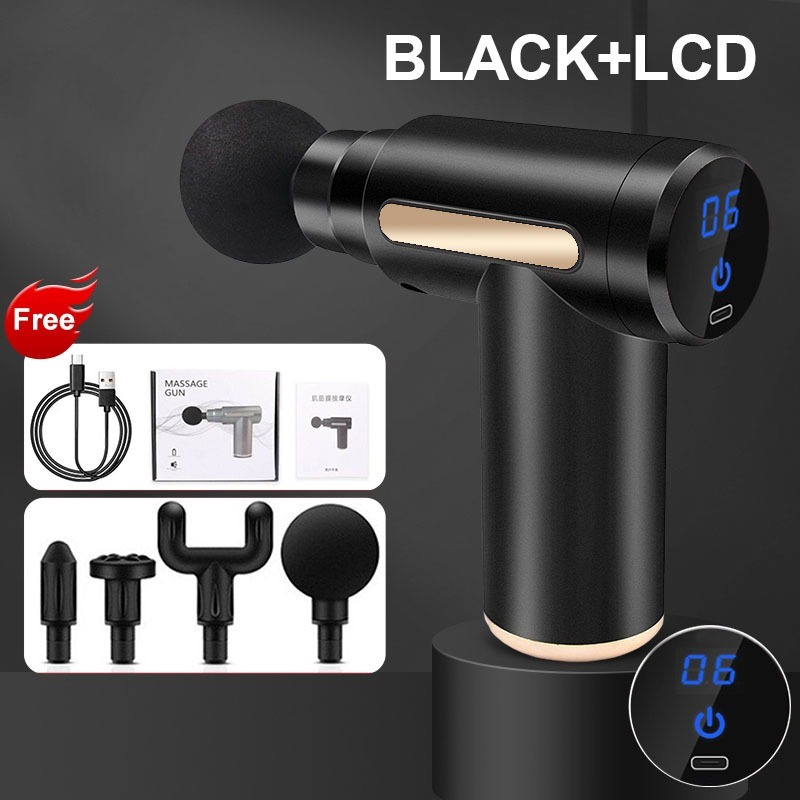 Hadheld Massage Gun Vibrating Quiet Electric Fascial Gun with 6 Heads ...