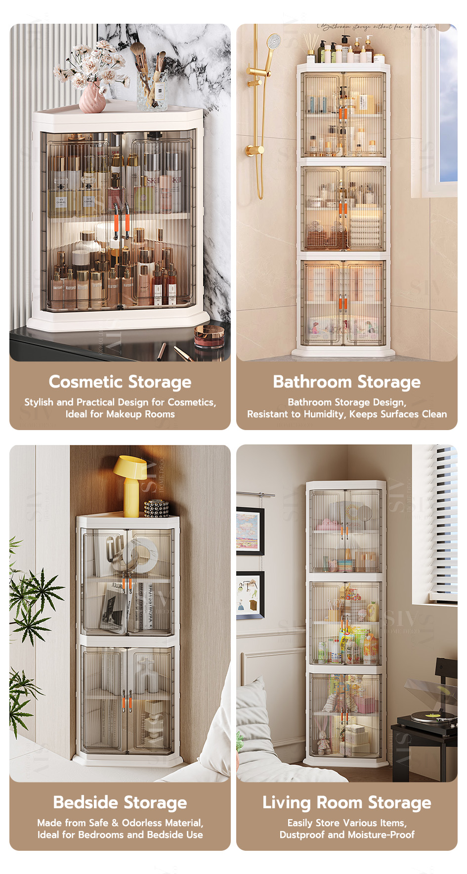 SIV Foldable Plastic Storage Cabinet For Corner, Space-saving For ...