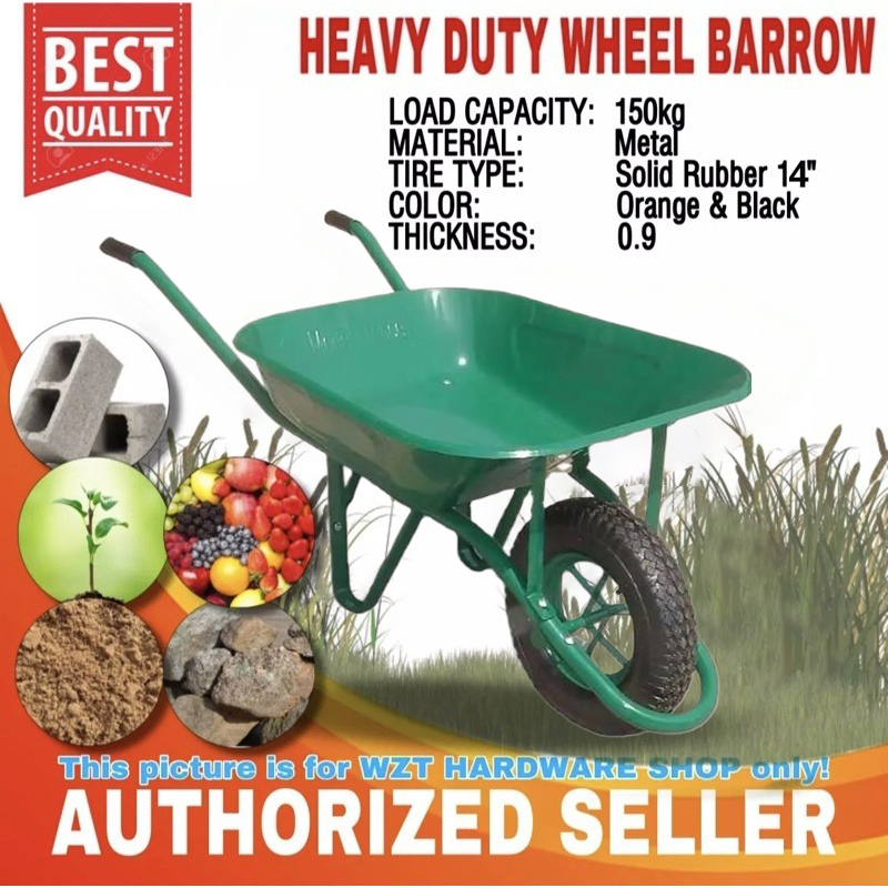 Wheelbarrow Heavy Duty Deep-Type 14" Inflatable tires Tire 65Liters ...