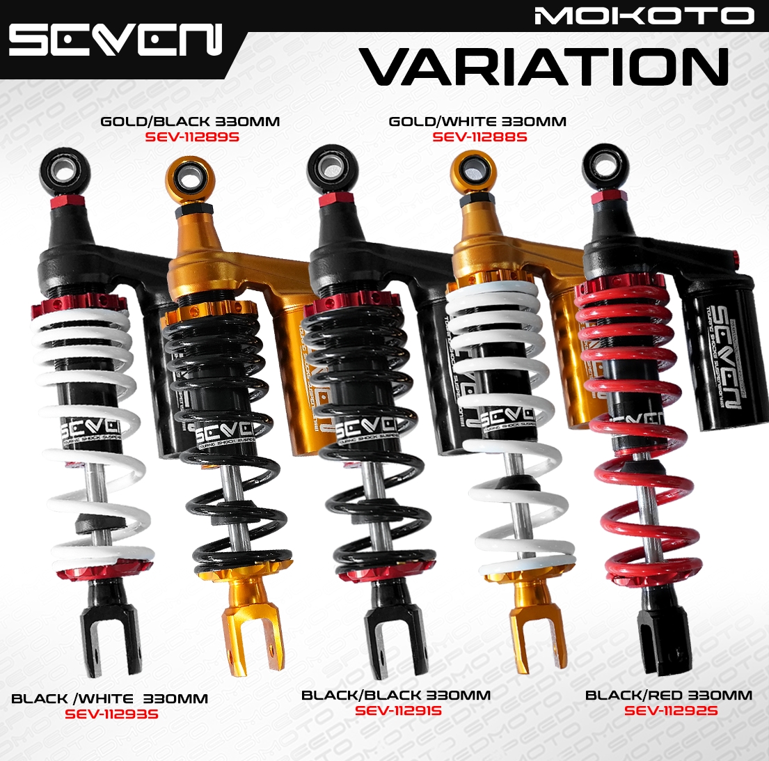 MOKOTO SEVEN SERIES REAR SHOCK ABSORBER FOR HONDA CLICK 330MM HIGH ...