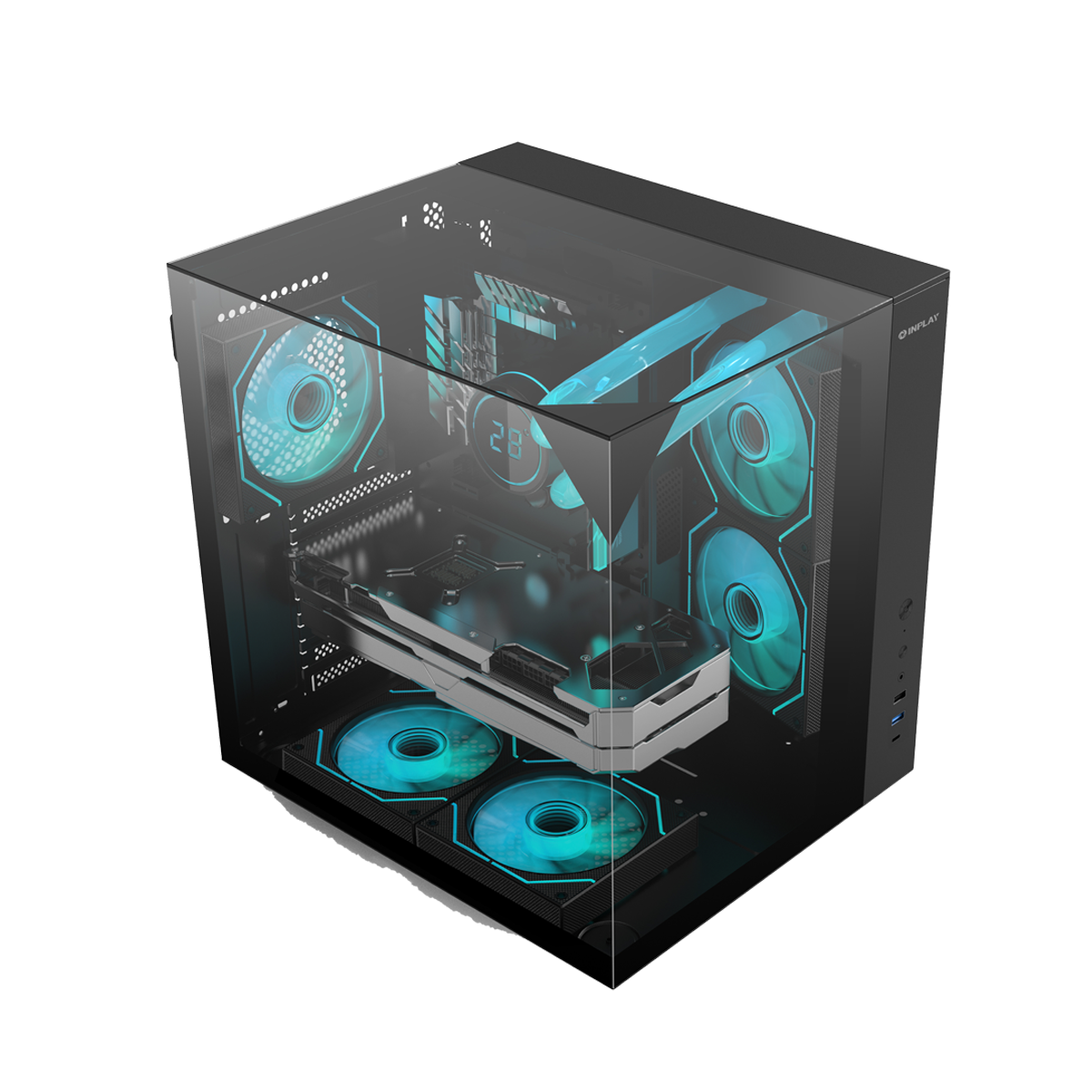 Inplay Seaview Summer PC Case Build-in 3 ARGB Fan Tempered Glass Gaming ...