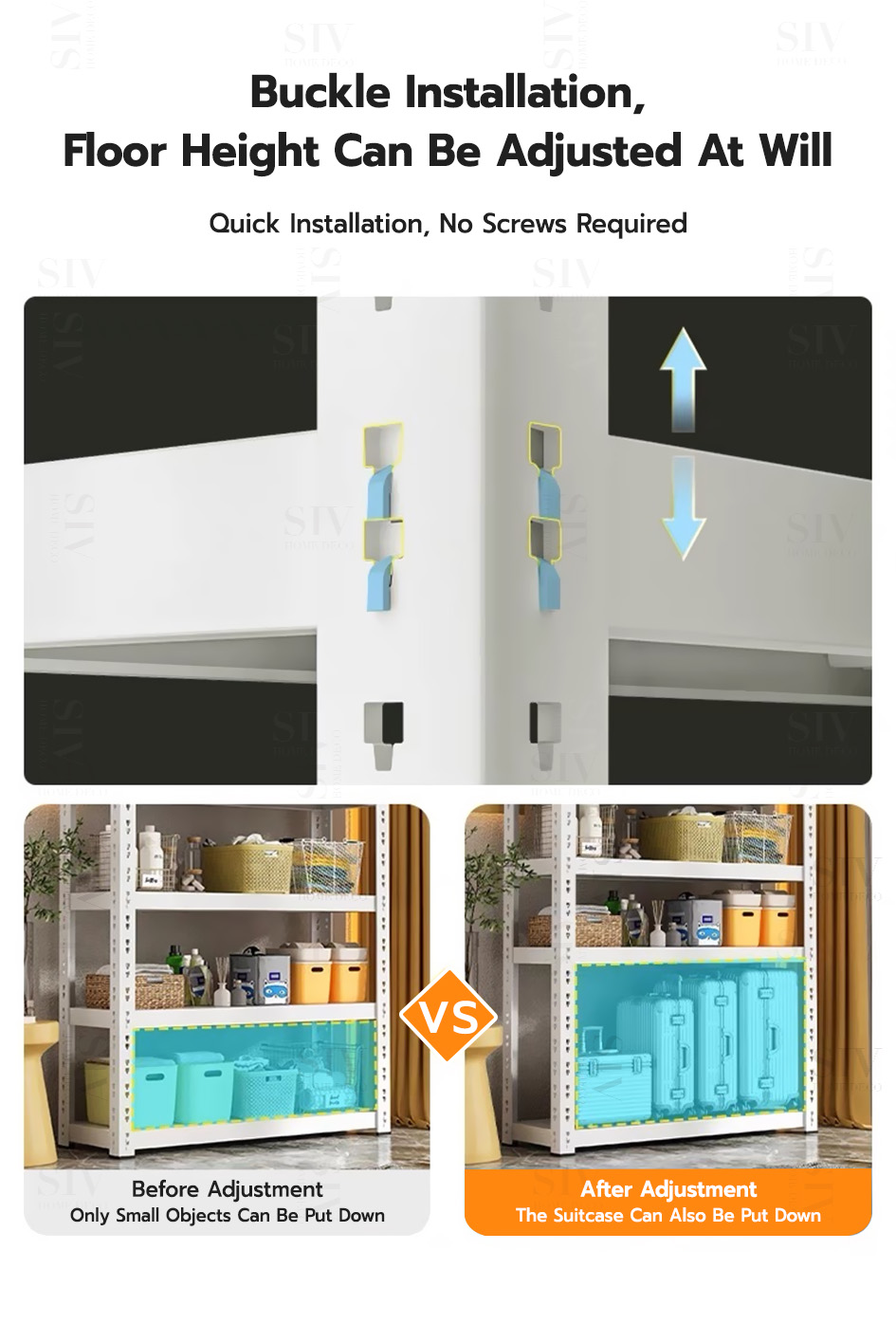 SIV Boltless Metal Rack Adjustable Stainless Rack Organizer Heavy Duty ...