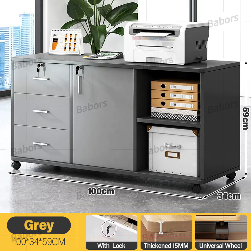 Office File Cabinet with Lock Wooden Locker Data Storage Cabinet Drawer ...
