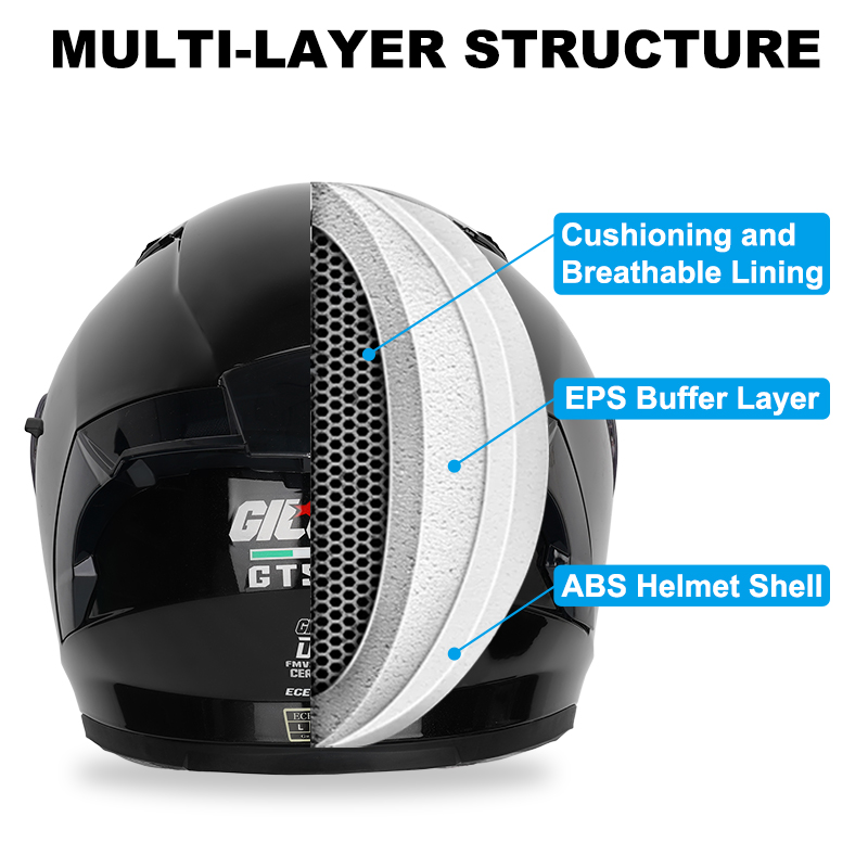 Gille Helmet 135 GTS V1 PLAIN Motorcycle Helmet Full Face Dual Visor ...