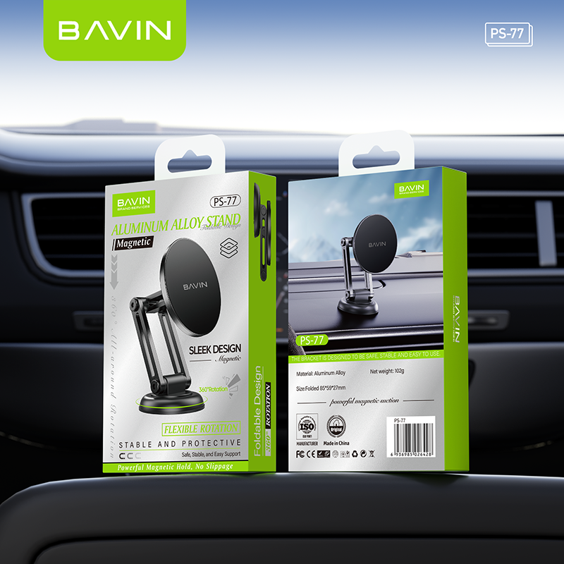 BAVIN PS77 Metal Folding Magnetic Car Phone Holder 360 Rotation ...