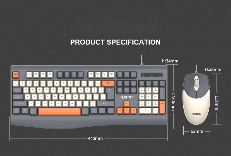 Zeus x Raiku R903 Keyboard and Mouse Set Full Size Office Keyboard Set ...