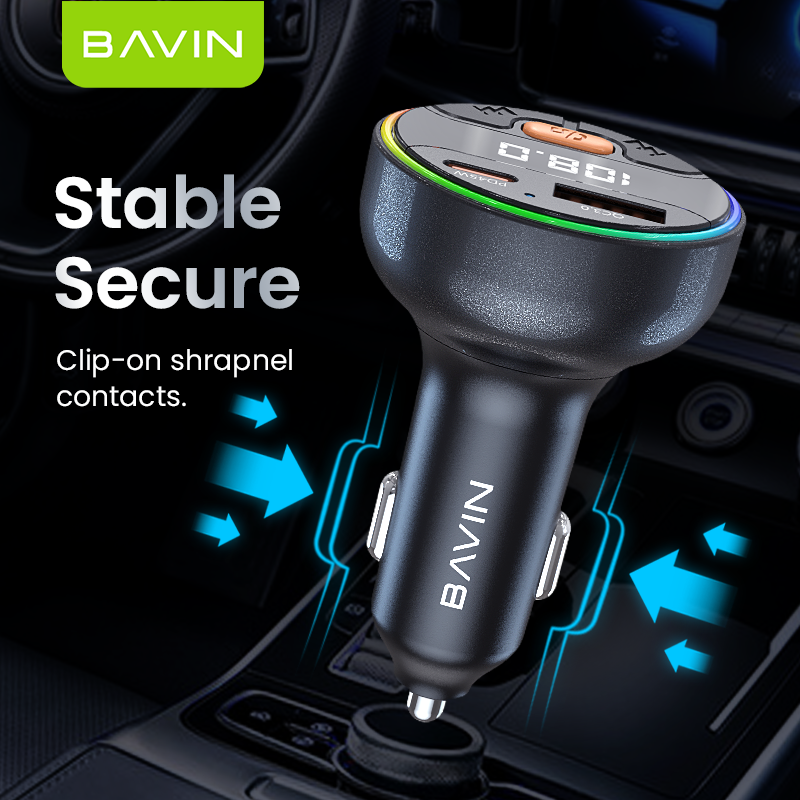 BAVIN PC2079 45W PD + QC 3.0 Ultra-Fast MP3 Car Charger w/ 7-Color RGB ...