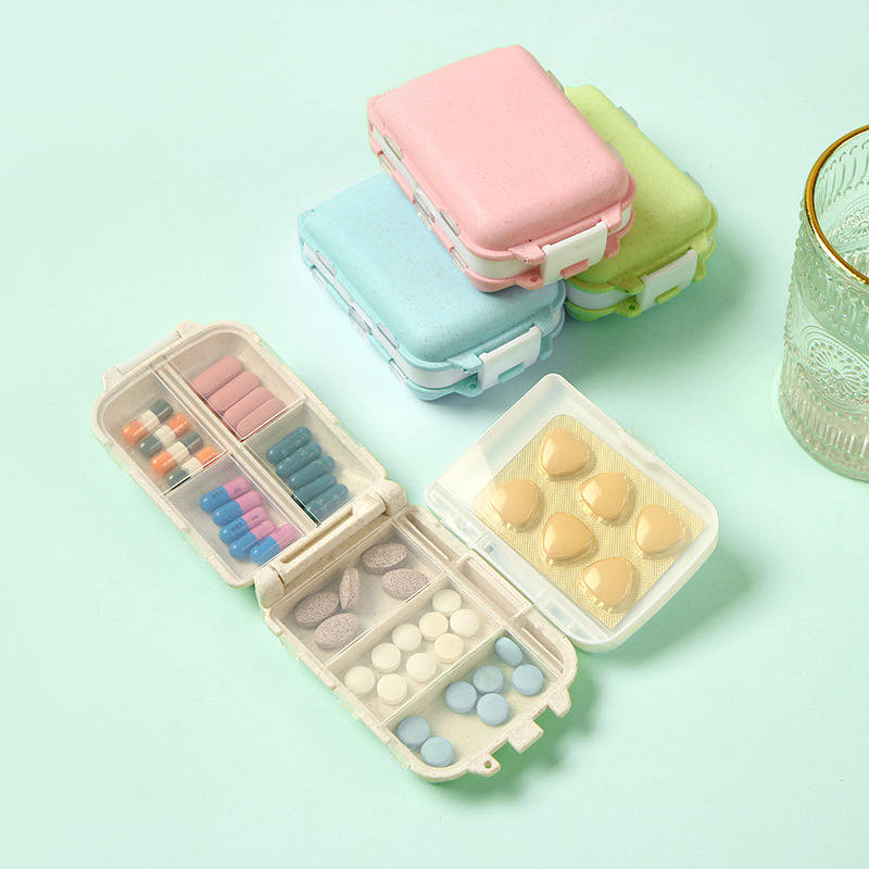 3 Layer Folding Medicine Box Portable Wheat Straw Mini Family First Aid ...