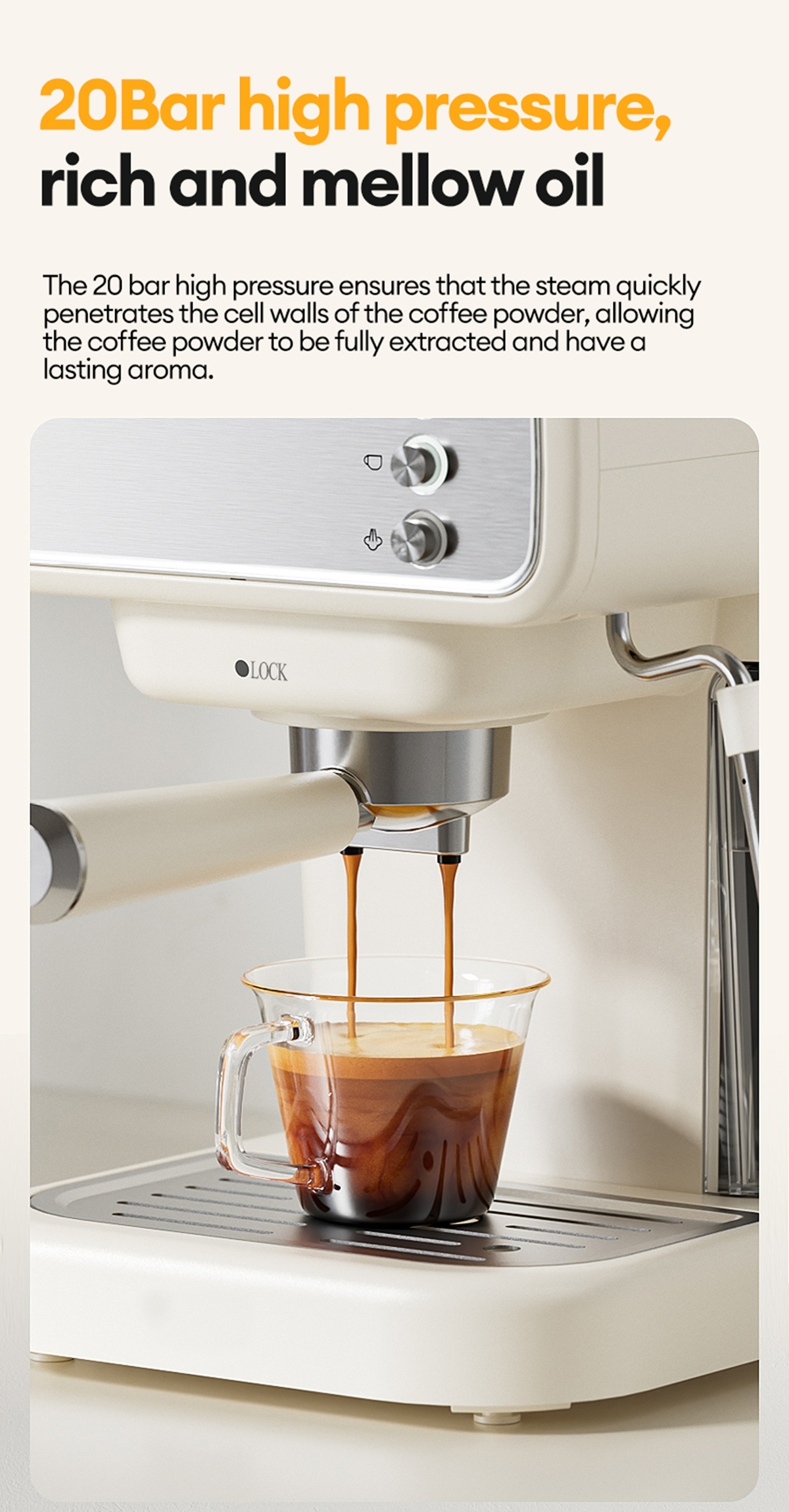 Vermax Coffee machine 950W Milk frother system 20 Bar Coffee Maker ...
