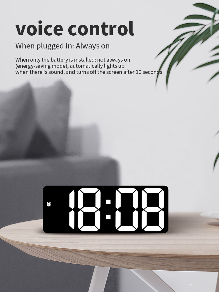 LED Digital Alarm Clock Sound Control Temperature Desk Clock Aesthetic ...