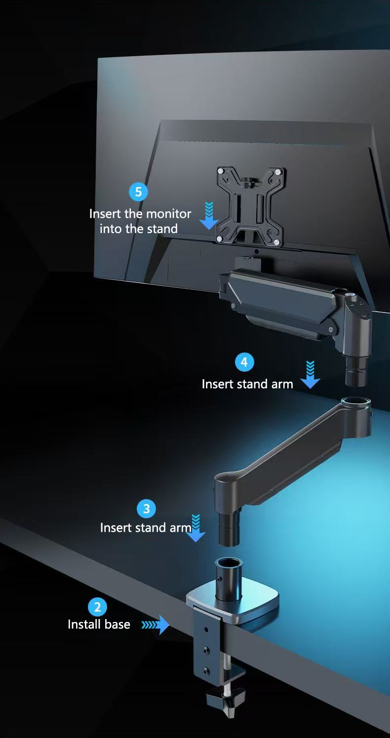 Inplay KMT-1 Single Monitor Stand Mount Arm Gas Spring Adjustable Monitor Bracket For 13-32 ...