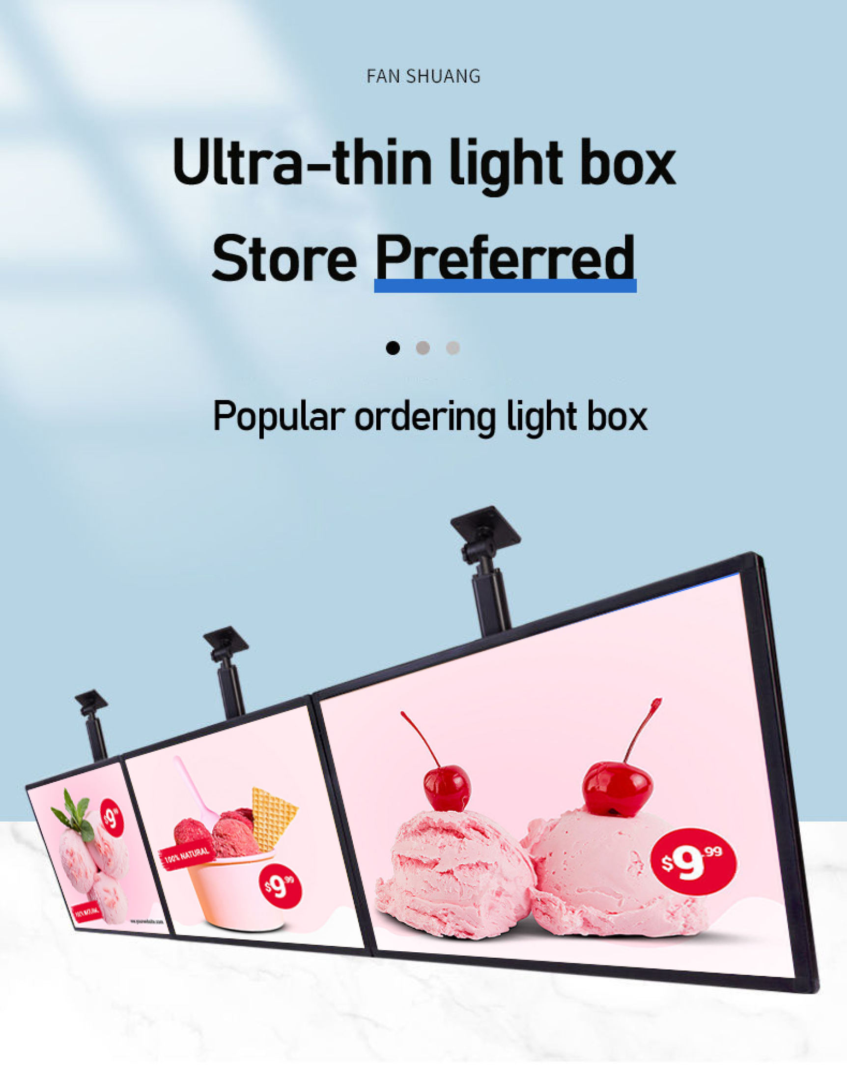 LED billboard display With telescopic boom hanging menu board display ...