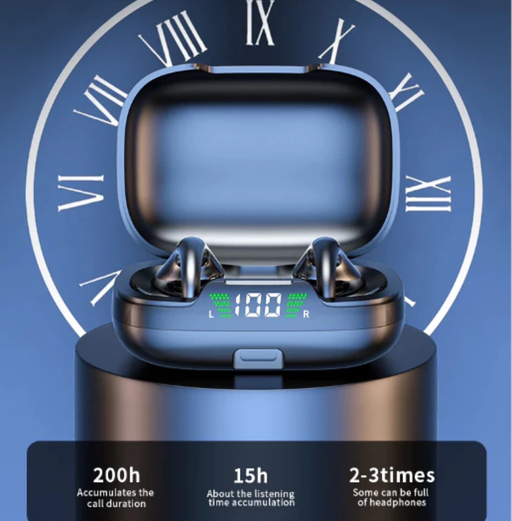 JR03 Hi-Fi Clip On Bluetooth Earbuds Wireless Ear Hooks Bone Conduction ...