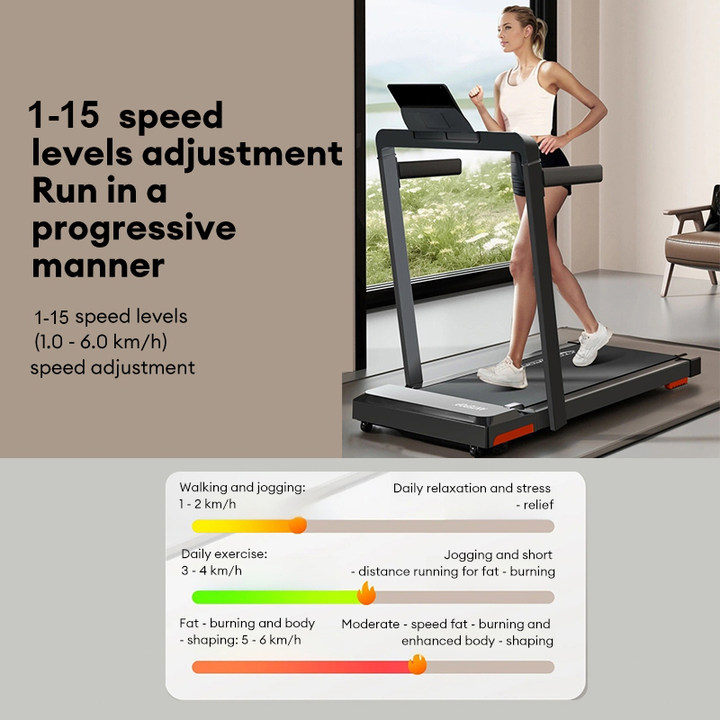 3.5HP Electric Portable Treadmill Foldable With Safety 1-15KM/H Large ...