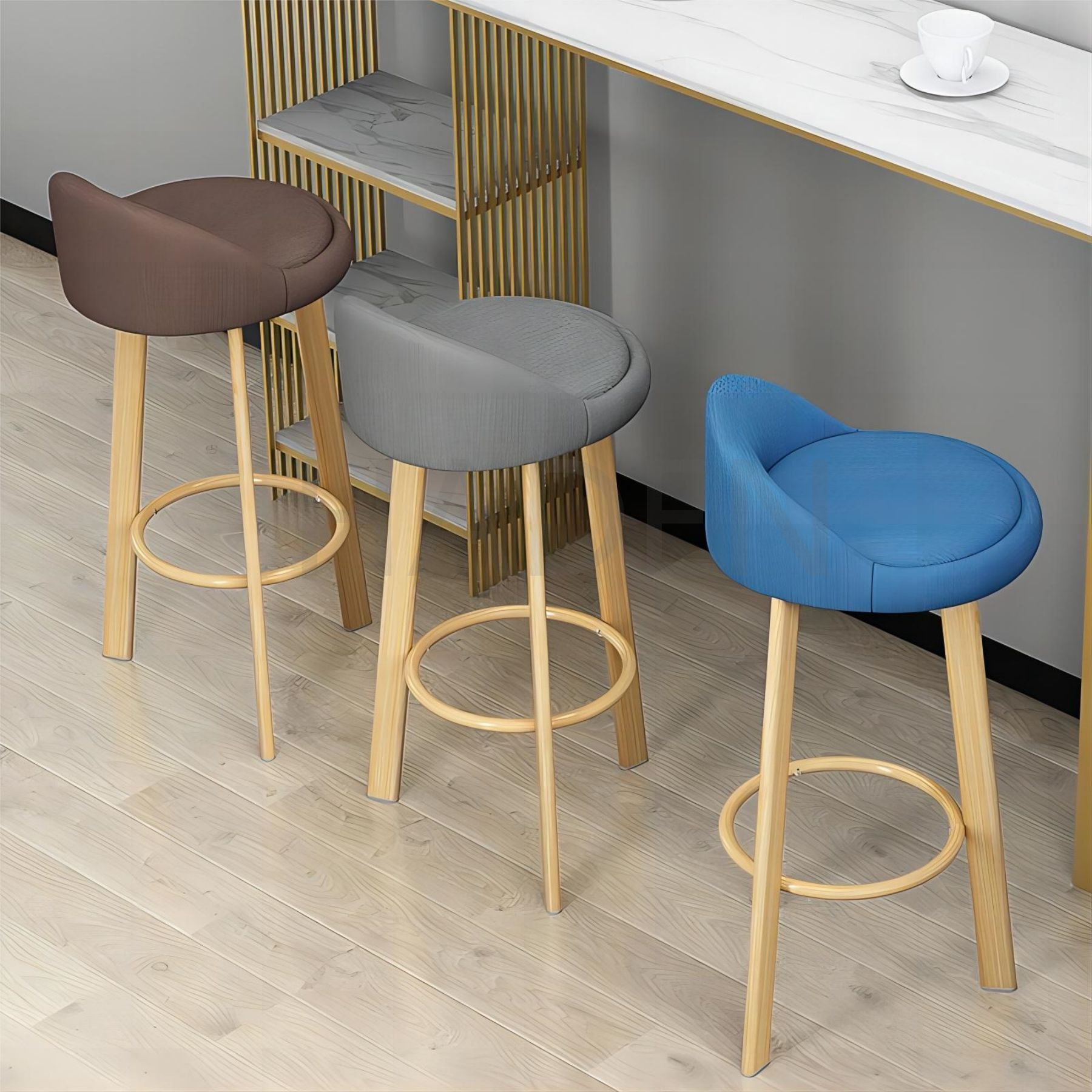 HADEN Bar Stool High Chair Household Stackable 80cm Simple Solid Wood ...