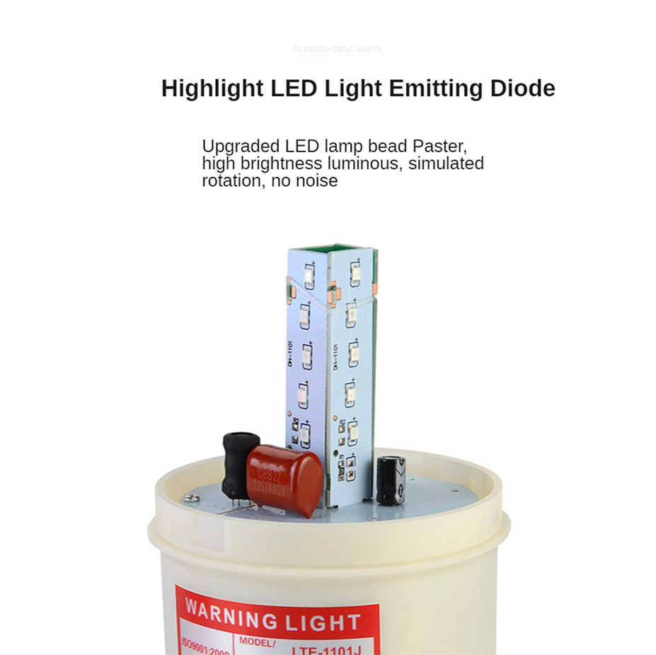 220V LED Alarm Light Warning Lamp Signal Buzzer Rotary Strobe Flash ...