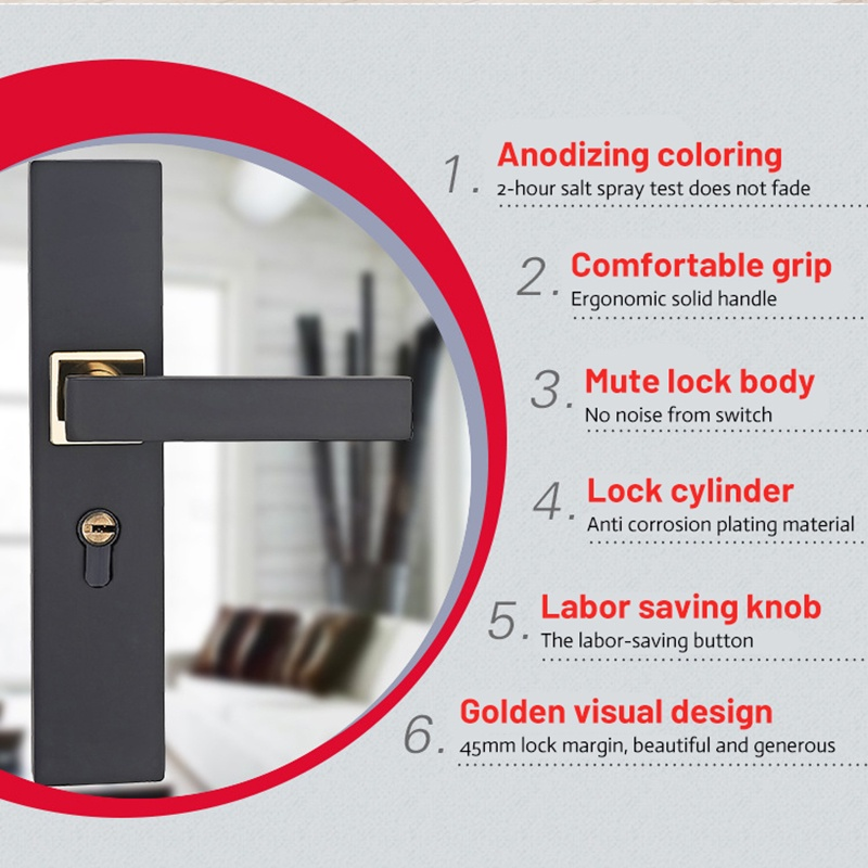 Alloy Main Door Lock Set With Anti-theft Lock Core Silent Doorlock ...