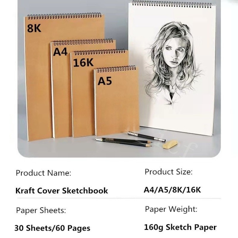 Sketchbook With Thick Blank Kraft Pages Drawing Pad Sketch Notepad for ...