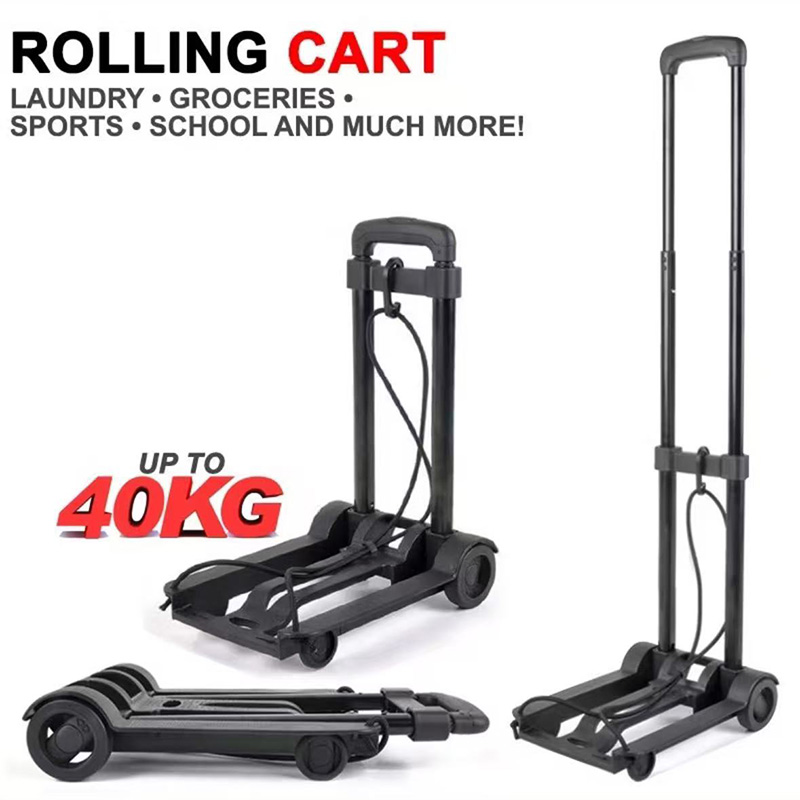 【SJ】Folding Hand Truck Heavy Duty Trolley 4 Wheels Rotate Portable Fold ...