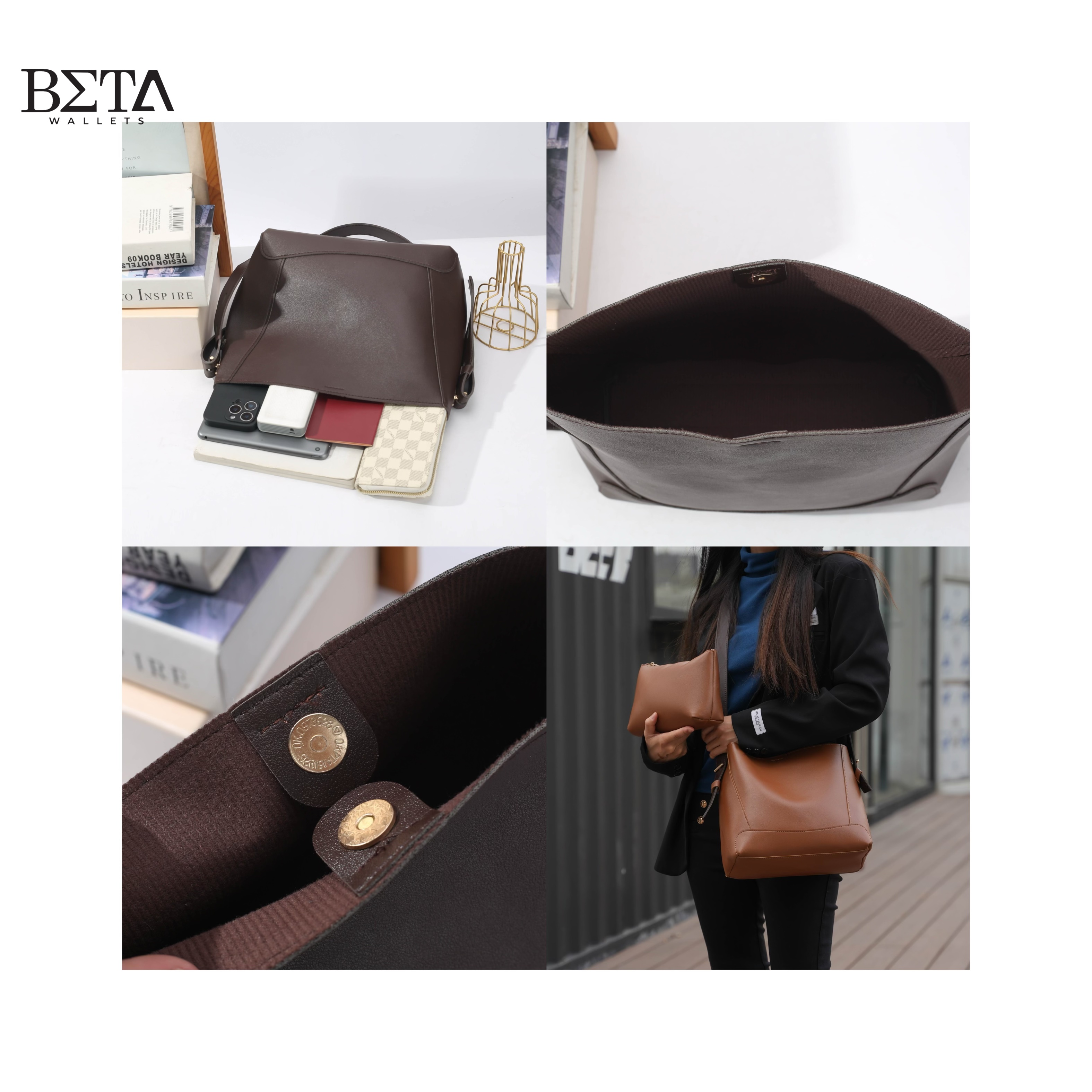 BETA Totebag For Woman Leather Ladies Office Korean Fashion Elegant ...