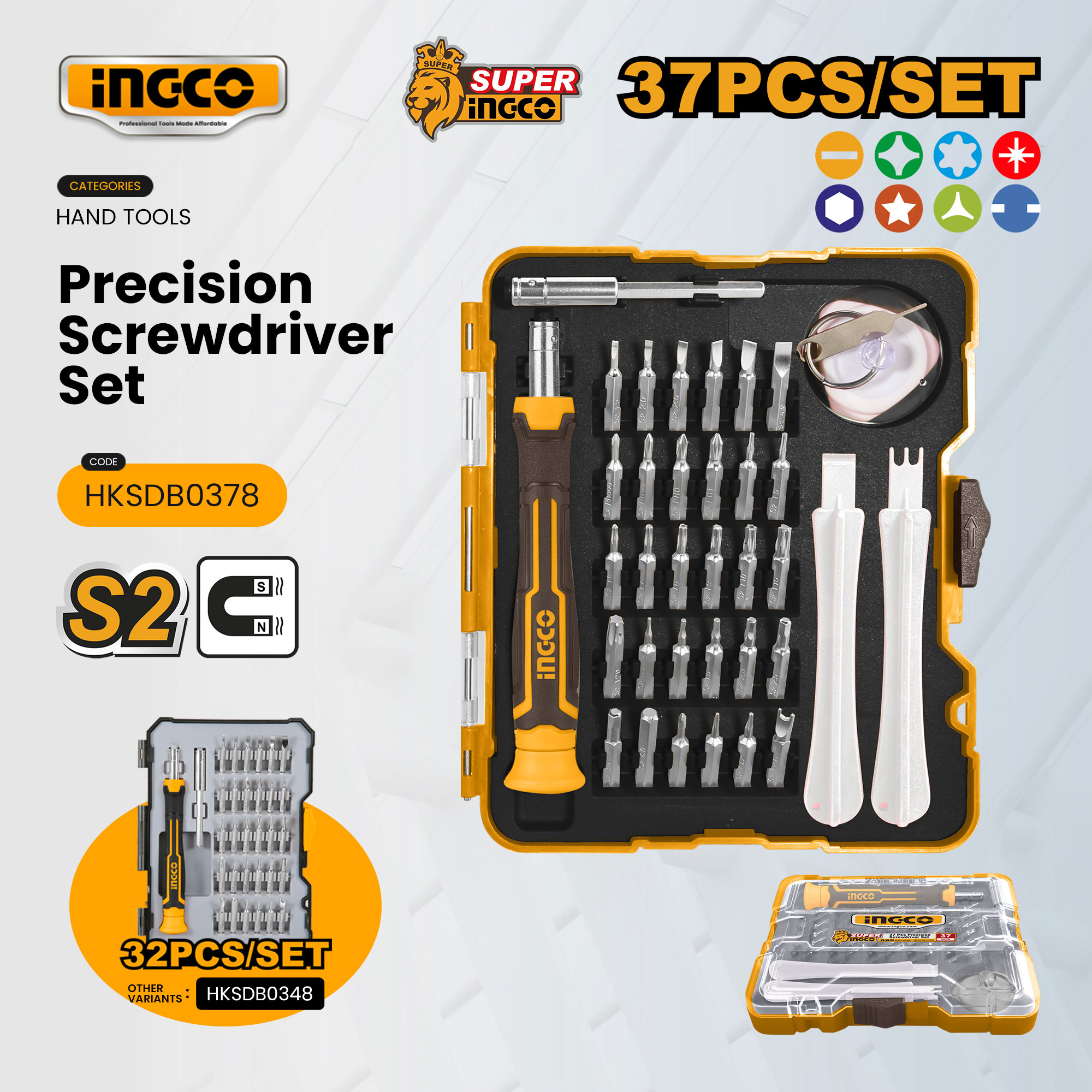 Ingco Precision Screwdriver Set Magnetic Bits Electronic Repair Tool ...