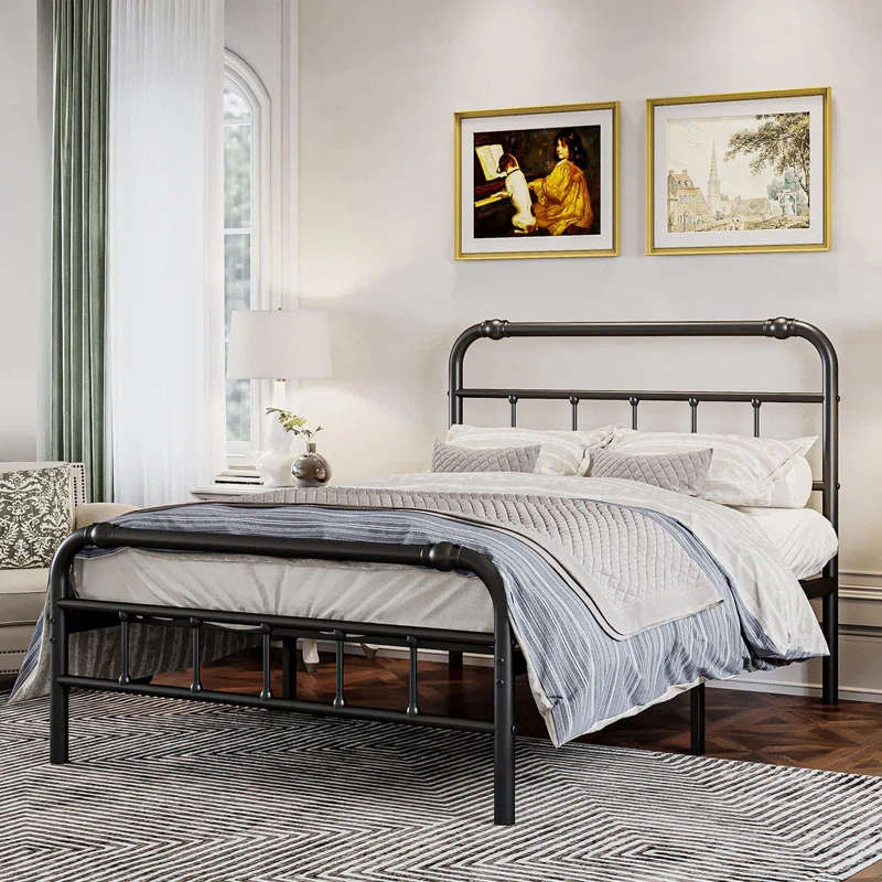 Iron Bed Frame Single Assemble Metal Bed Frame Double Heavy Duty Bed ...