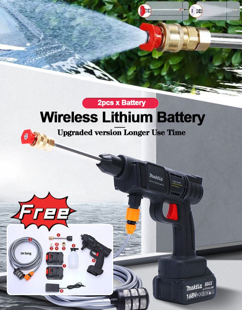 Pressure Washer Heavy Duty 48V/168V 2 Battery High Pressure Washer ...