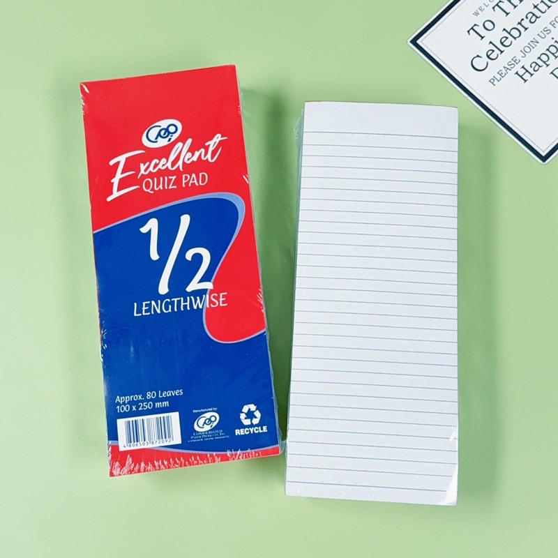 10Pads ( 1 Ream) 80lvs Quiz Pad 1/4, 1/2 Crosswise, 1/2 Lengthwise Quiz ...
